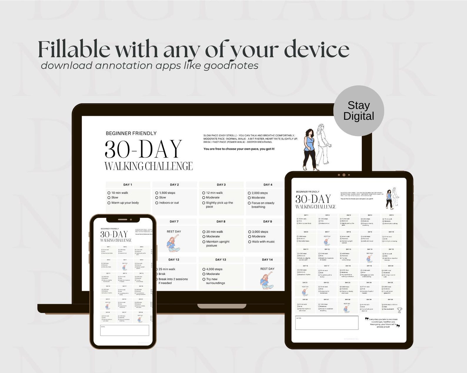 30 Day Walking Challenge Printable | Digital Walking Planner | Monthly ...