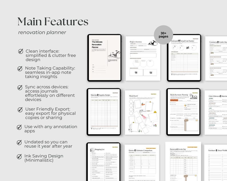 Home Renovation Planner Budget Tracker Cleaning Checklist Printable ...
