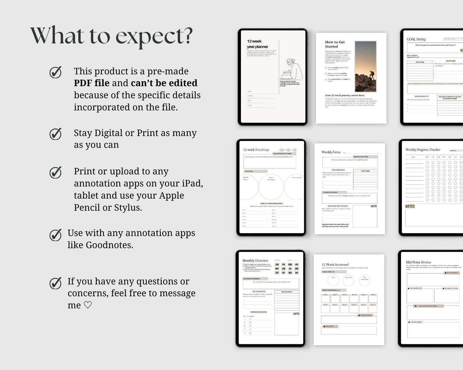12 Week Year Planner Template Printable 90 Day Goal Planner Editable 12 ...
