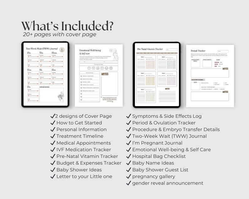 IVF Planner Printable, IVF Pregnancy Journal, Fertility Tracker Planner ...