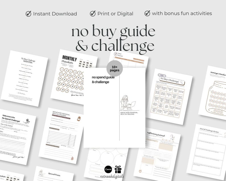 No Spend Challenge Tracker, No Spend Month, No Spend Calendar, Simple ...