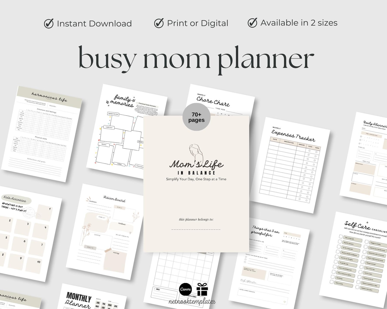 Digital Mom Planner, Mom Life Planner, Busy Mom, Digital Life Planner ...