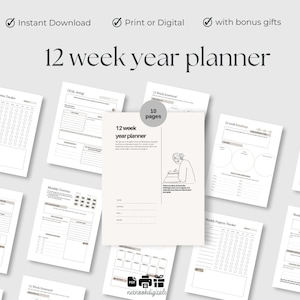 12 Week Year Planner Template Printable 90 Day Goal Planner Editable 12-week Year Template Canva ...