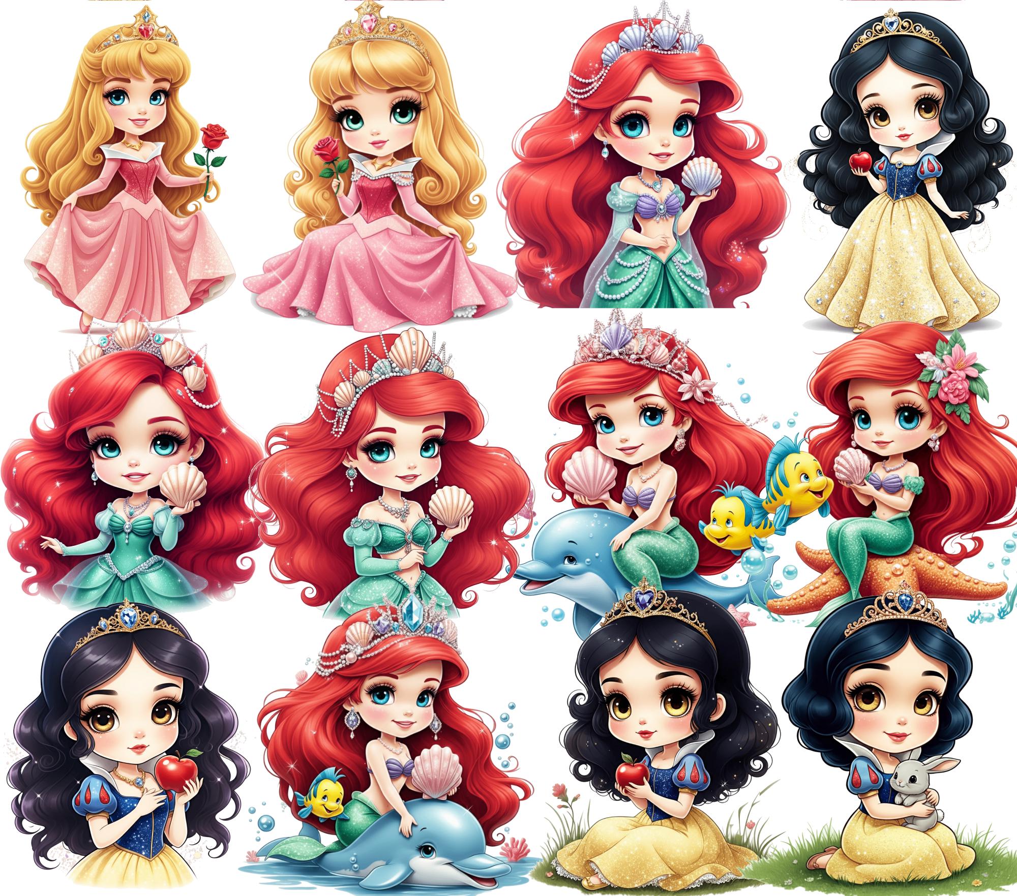 Chibi Clipart Princesses Bundle-beautiful-nursery Clipart for Kids ...