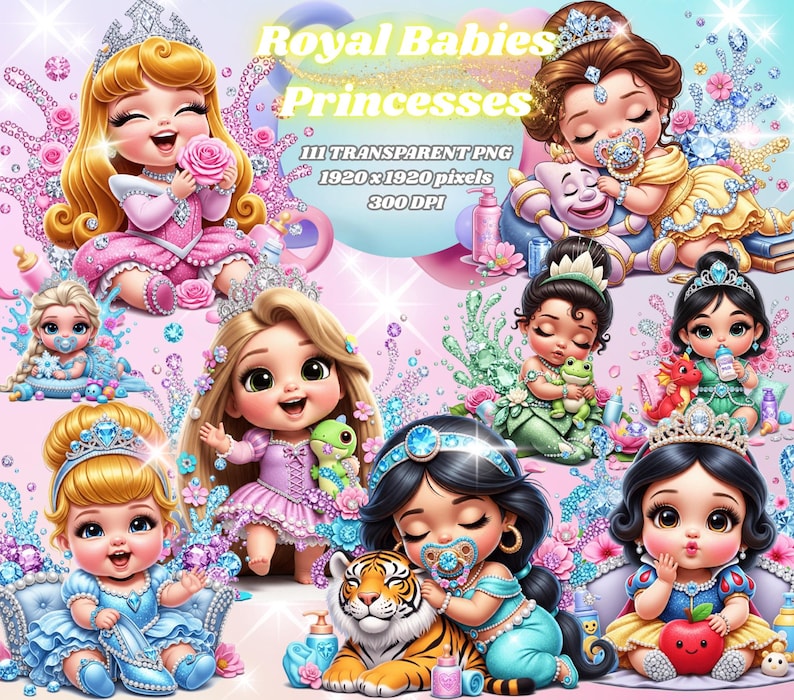 Chibi Clipart Royal Baby Princesses Bundle-beautiful-nursery Clipart ...