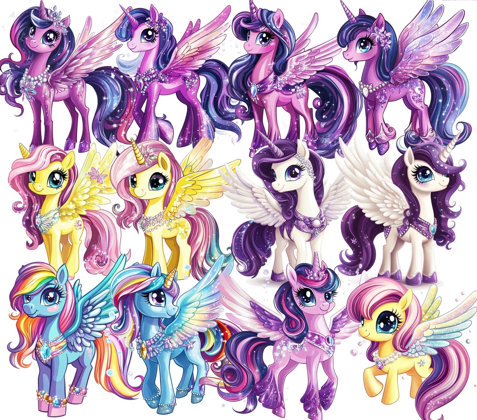 Watercolour-pony-ponies-nursery-kids-cute-transparent Png-digital Art ...