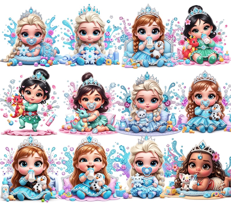 Chibi Clipart Royal Baby Princesses Bundle-beautiful-nursery Clipart ...