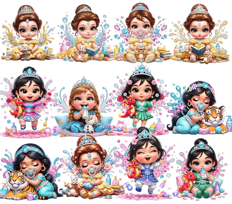 Chibi Clipart Royal Baby Princesses Bundle-beautiful-nursery Clipart ...