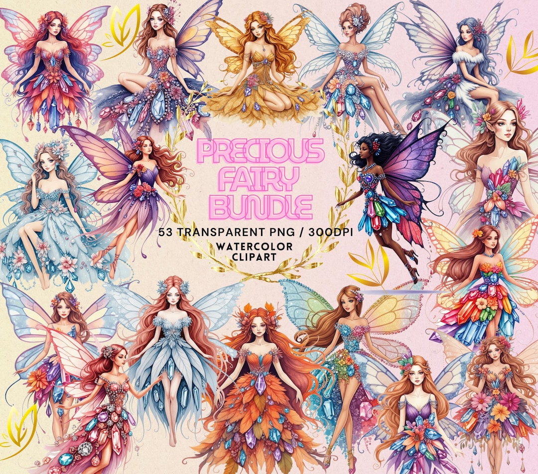 Watercolor Fairy Clipart-pastel Bundle-magical Fairy Clipart-pink ...