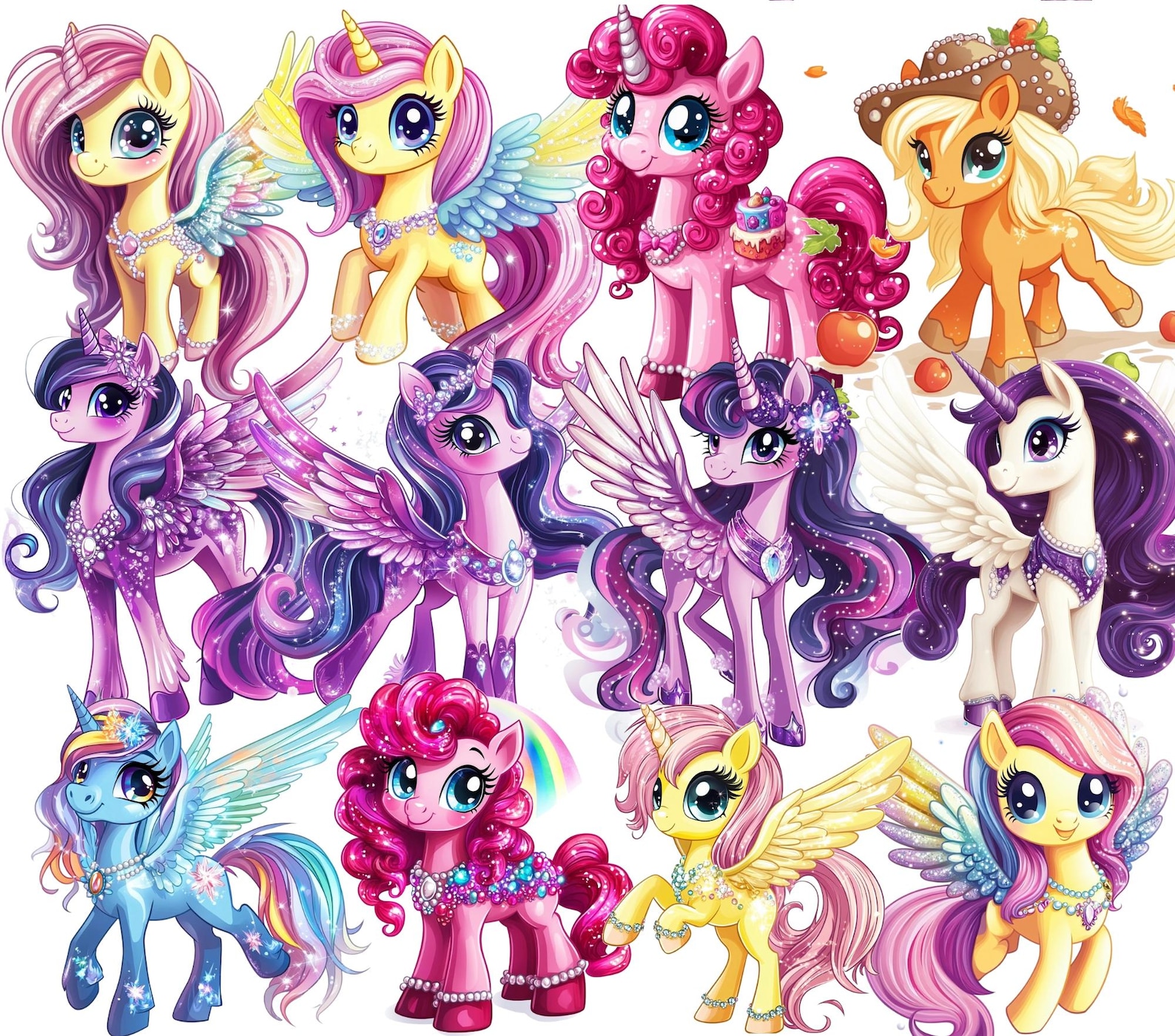 Watercolour-pony-ponies-nursery-kids-cute-transparent Png-digital Art ...