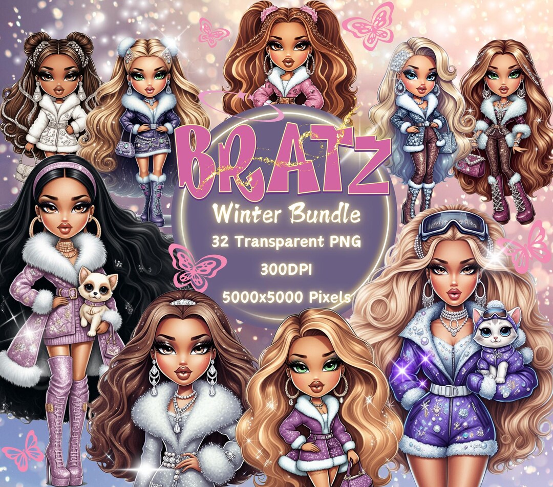 Chibi Clipart Bratz Dolls Winter Fashion Bundle-png-nursery Clipart for ...