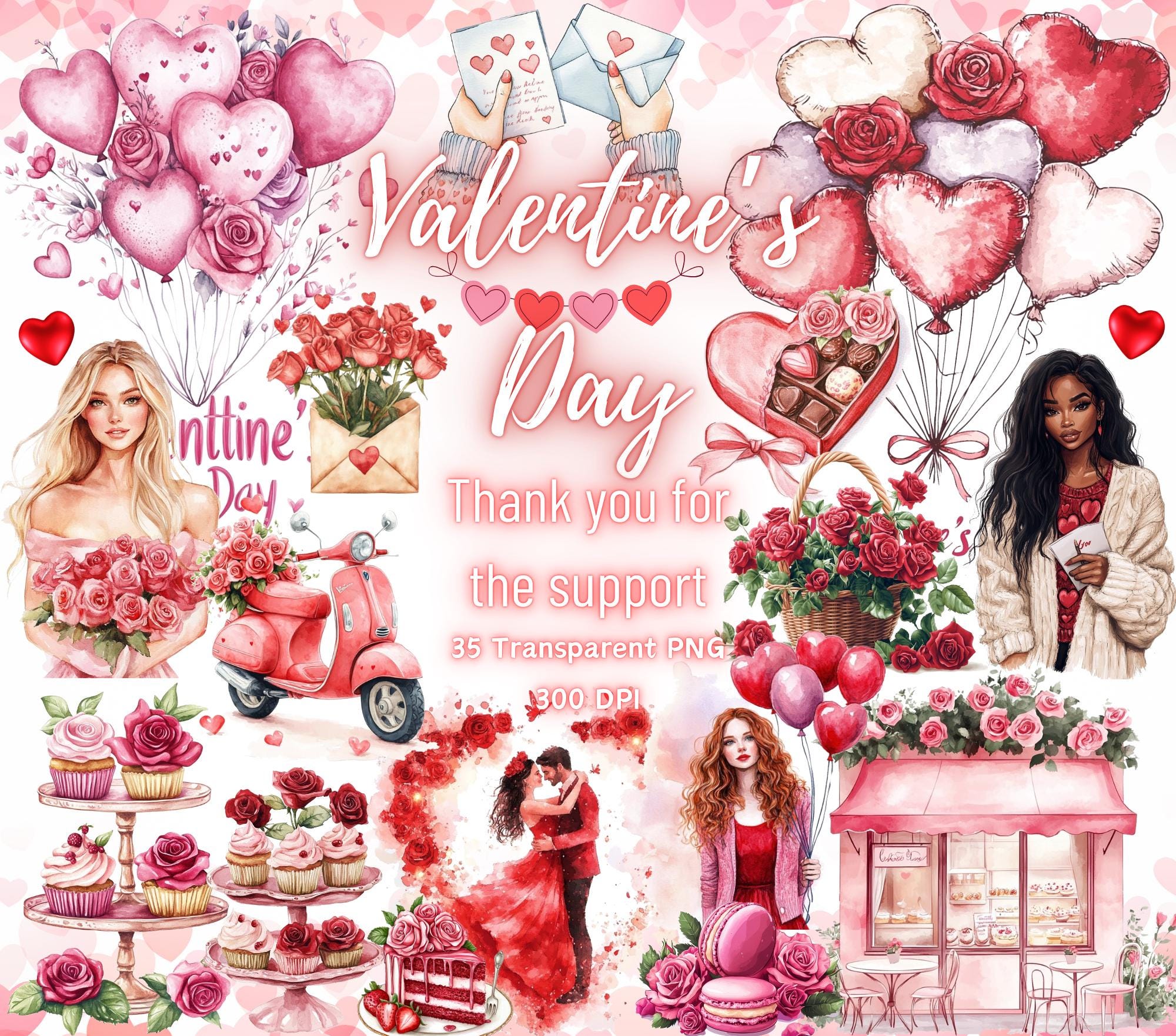 Watercolor Valentines Day Clipart Bundle-valentineplanner Clipart ...