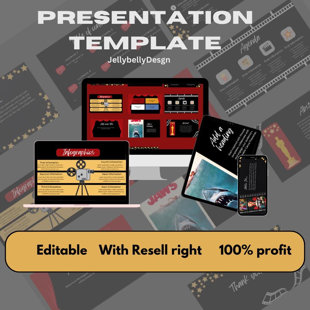 Editable Canva Movie Template | Custom Canva Movie Slide Template ...