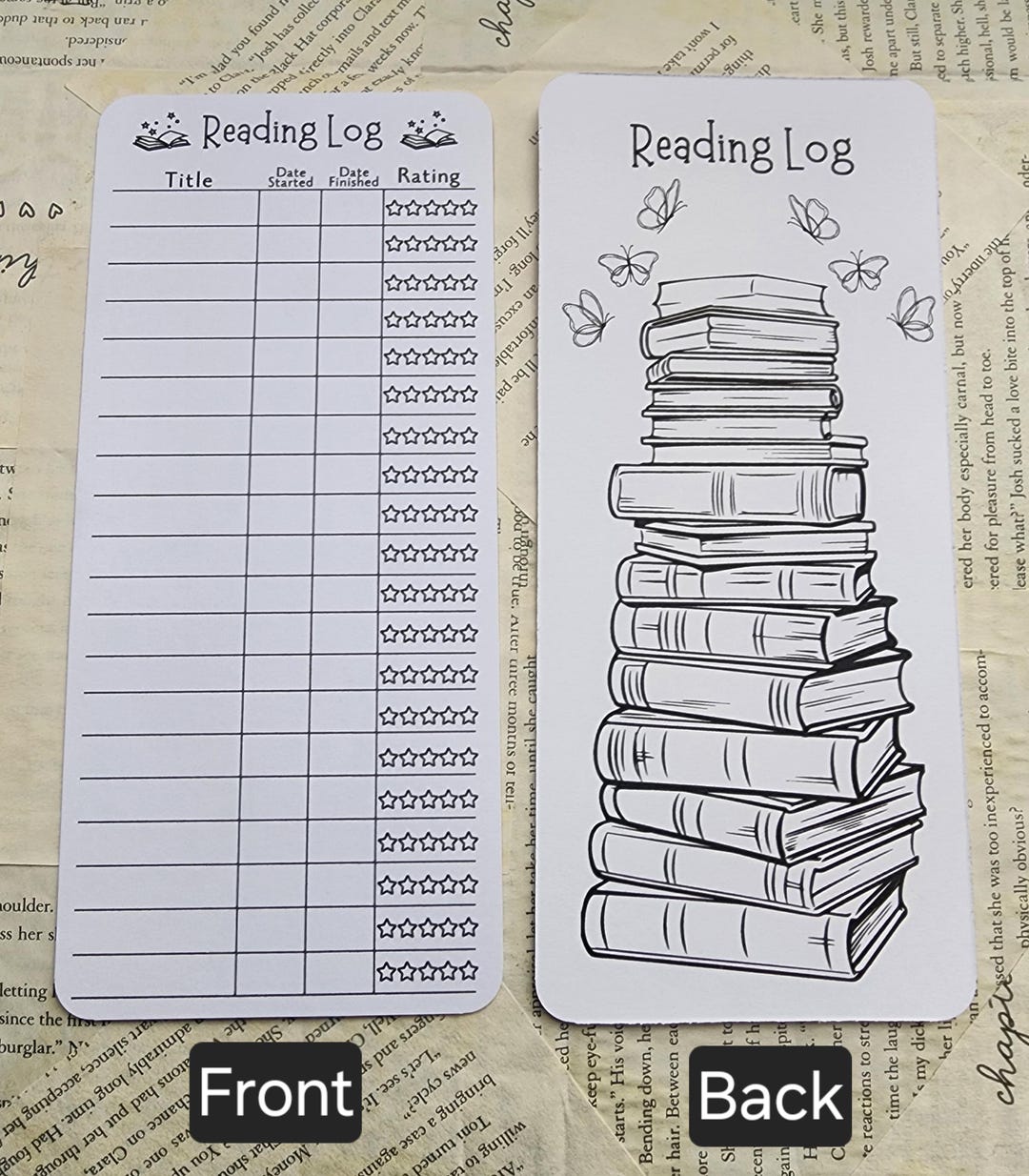 Reading Log Bookmark Book Tracker Bookish - Etsy