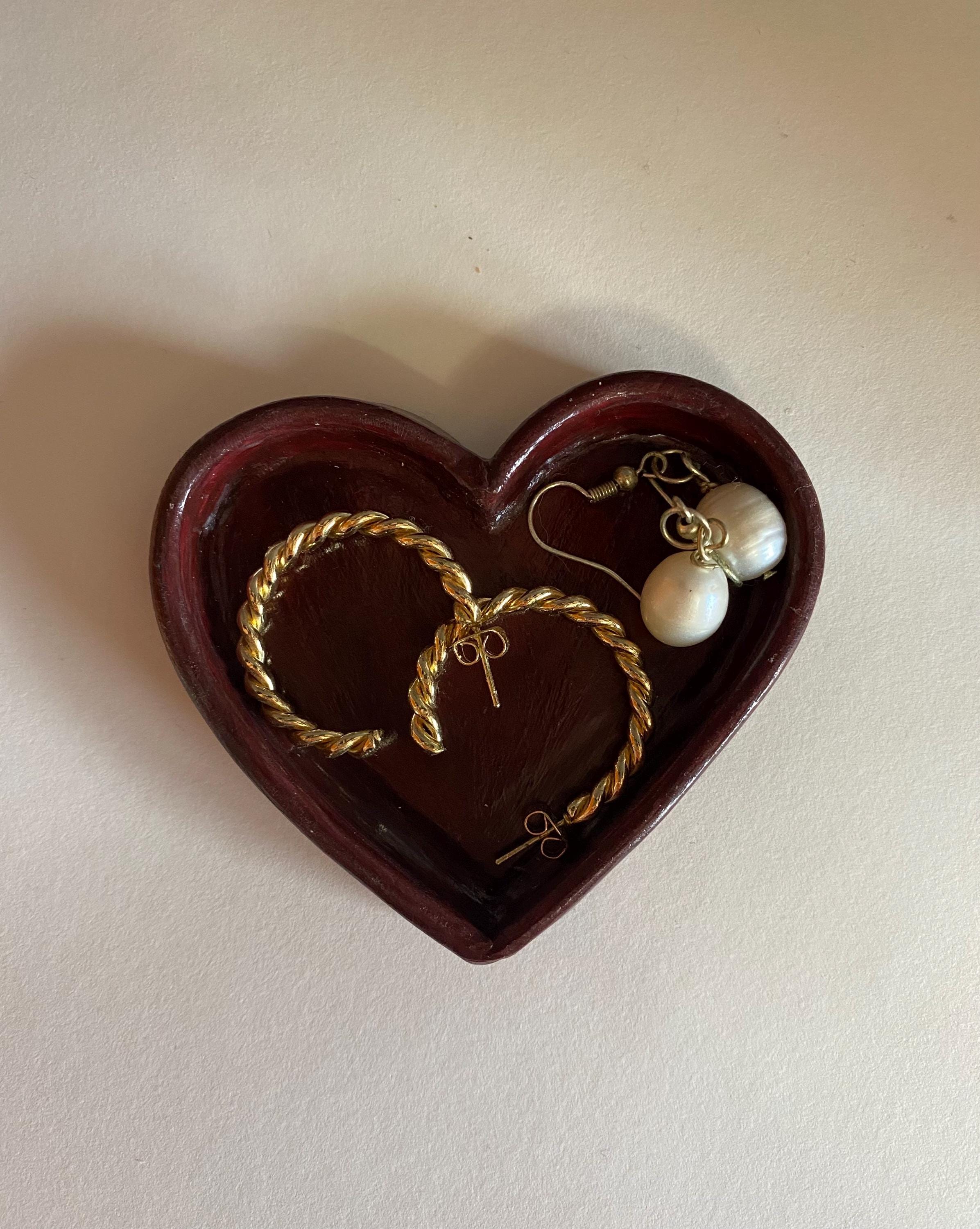 Clay Heart Jewelry Dish Trinket Dish Airdry Clay Valentine’s Day Home ...