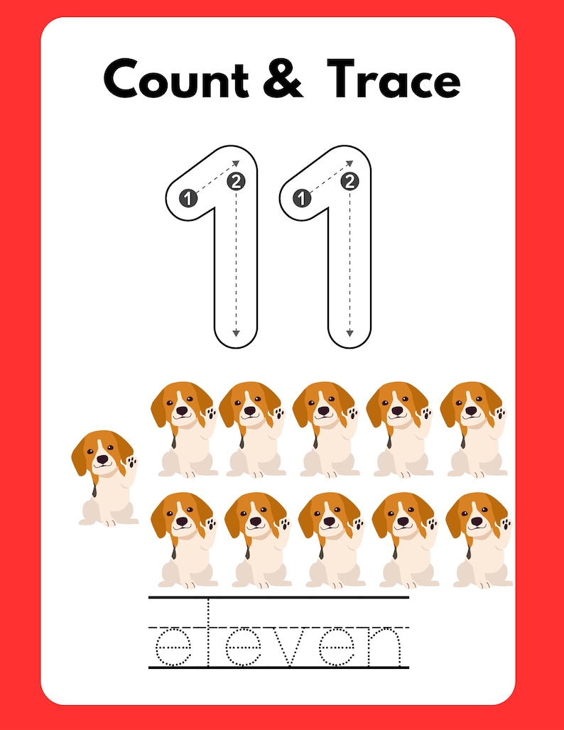 Number Tracing Worksheet: Learn Numbers 11-20 (digital Download) - Etsy