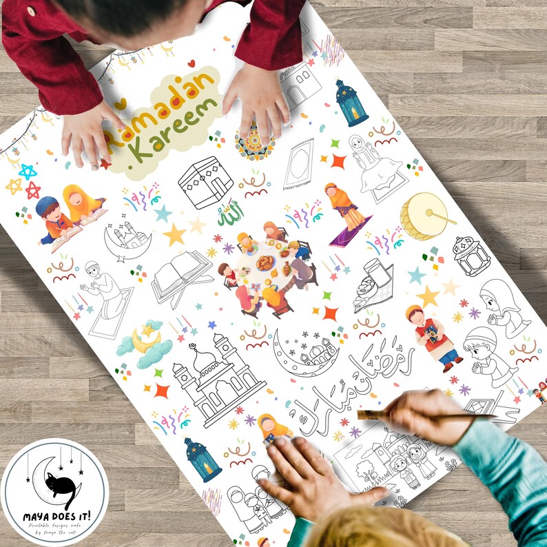 Ramadan Coloring Poster for Kids – DIY Giant 1m Wall Art | Printable ...