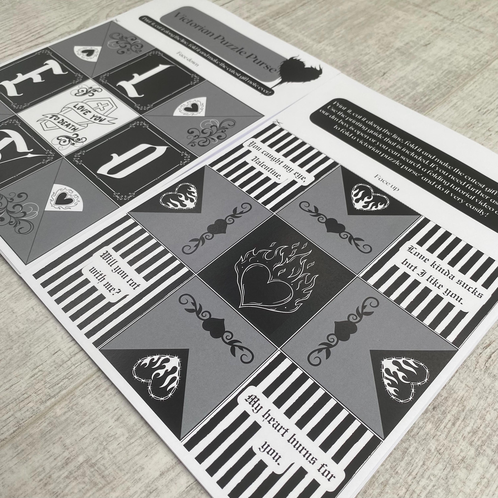 Gothic Victorian Puzzle Purse Printable | Dark Romantic Gift | Unique ...