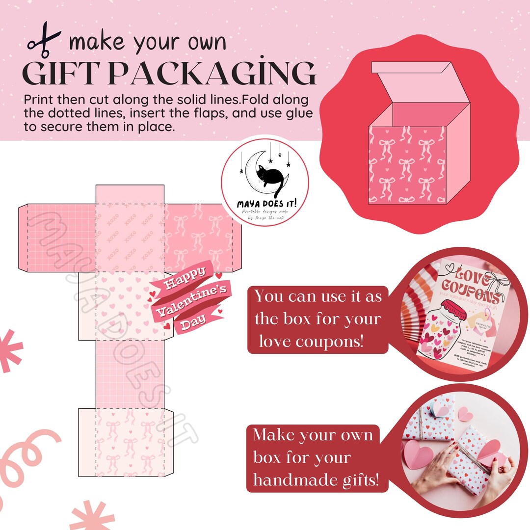 Printable Box Template | Gift Packaging Template Printable | Cute Gift ...