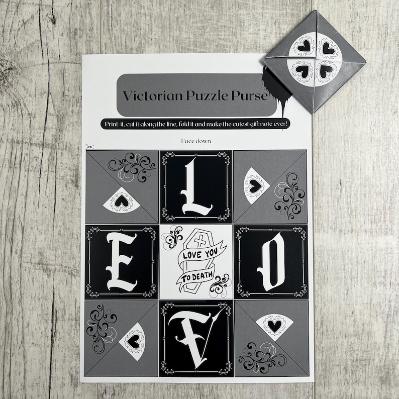 Gothic Victorian Puzzle Purse Printable | Dark Romantic Gift | Unique ...