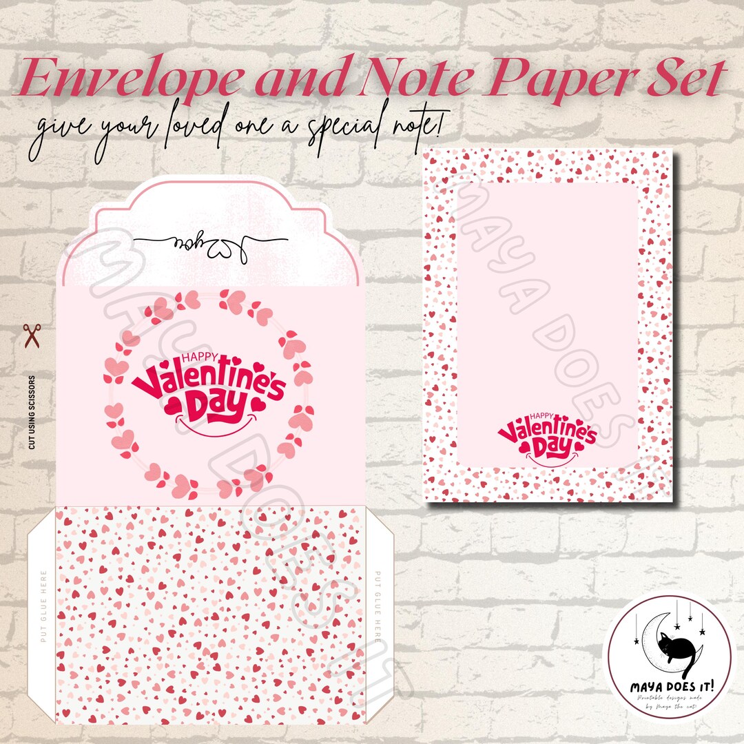 Printable Valentine’s Day Envelope & Note Paper Set | DIY Handwritten ...