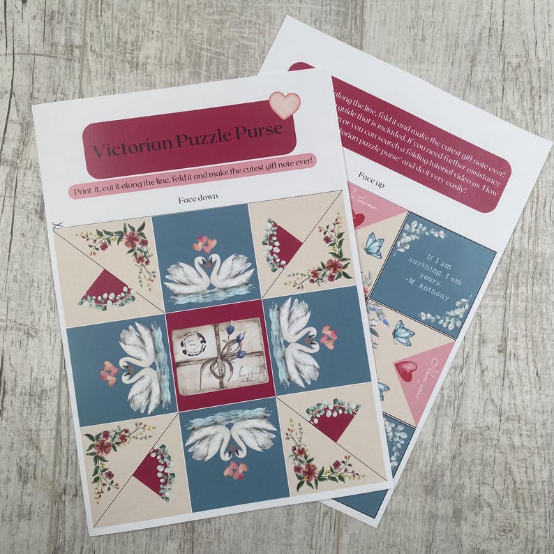Vintage Love Note Victorian Puzzle Purse | Printable Gift Note ...