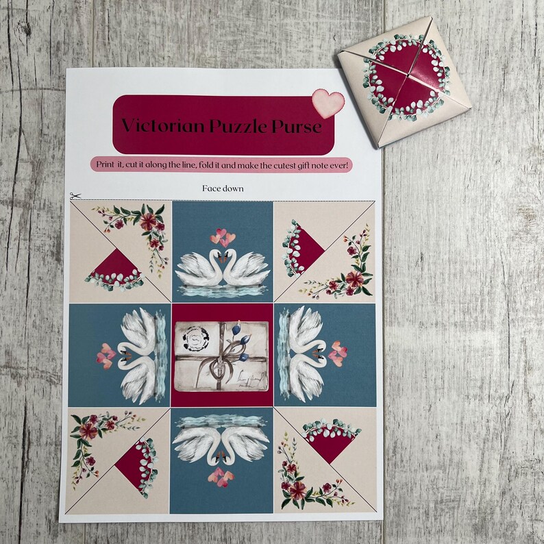 Vintage Love Note Victorian Puzzle Purse | Printable Gift Note ...