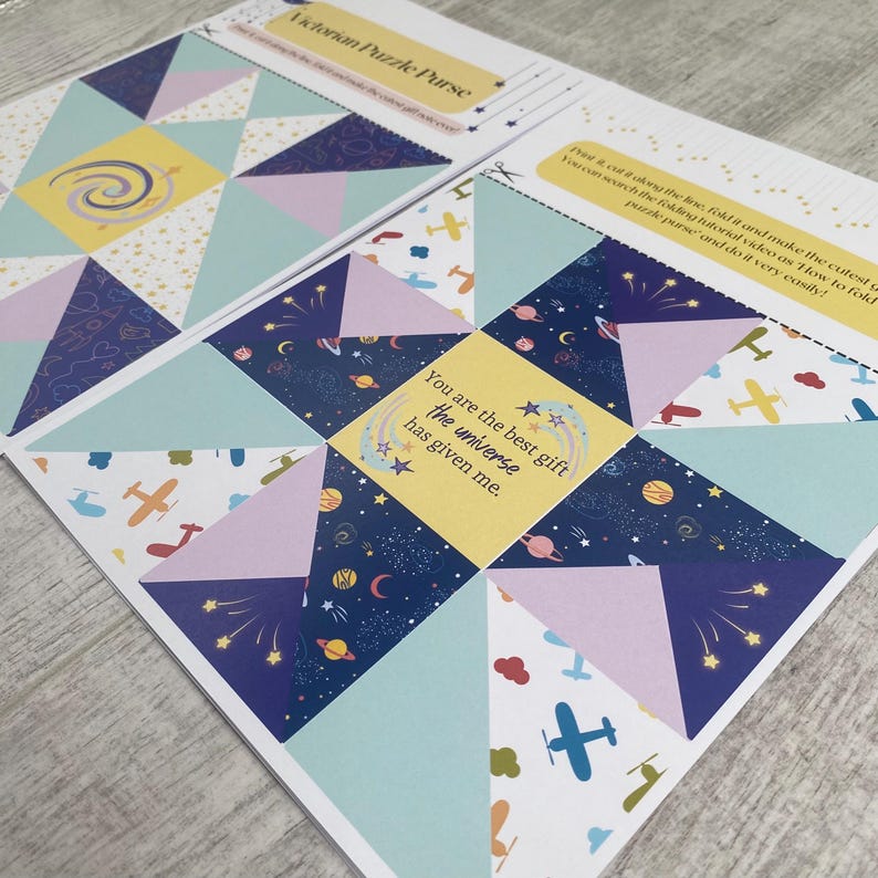 Victorian Puzzle Purse | Printable Gift Note | Digital Download Craft ...