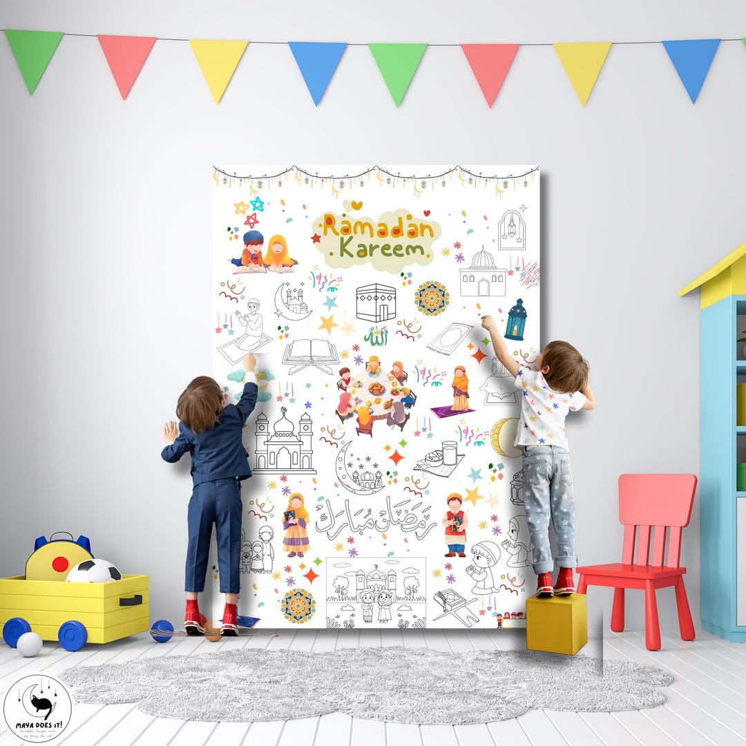 Ramadan Coloring Poster for Kids – DIY Giant 1m Wall Art | Printable ...