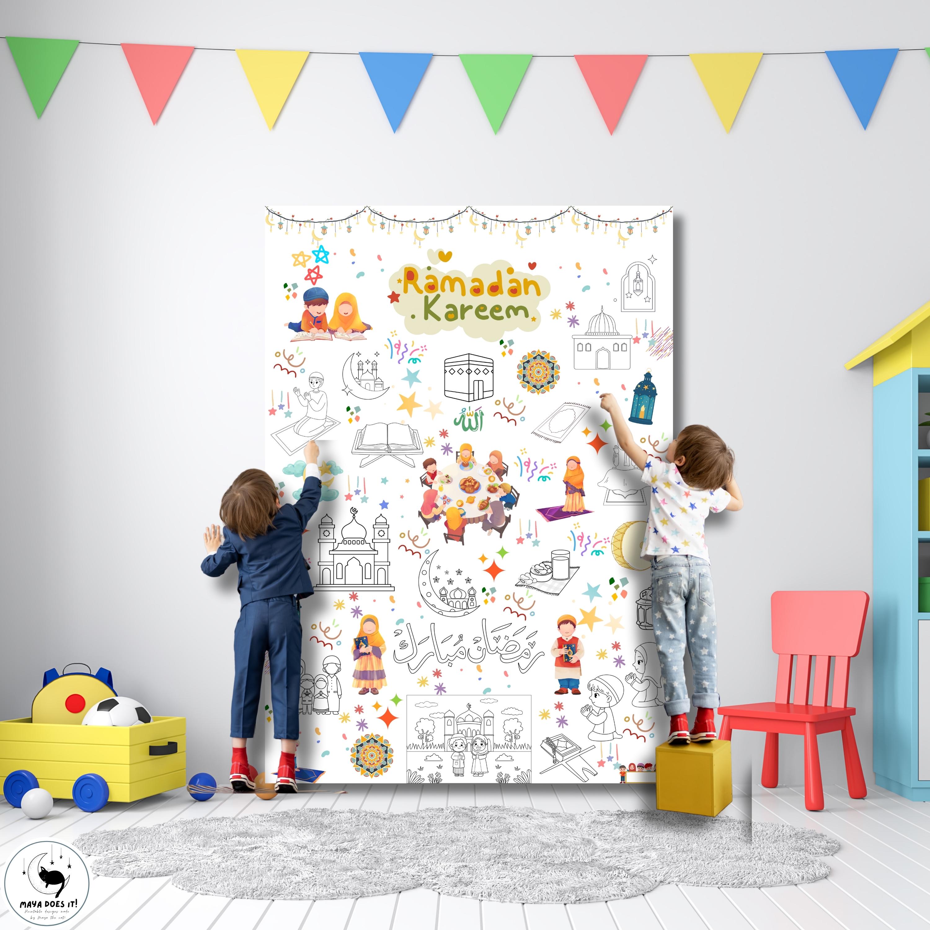 Ramadan Coloring Poster for Kids – DIY Giant 1m Wall Art | Printable ...