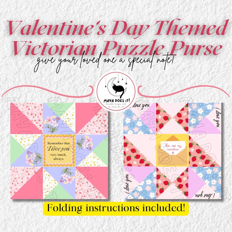 Victorian Puzzle Purse | Printable Gift Note | Digital Download Craft ...