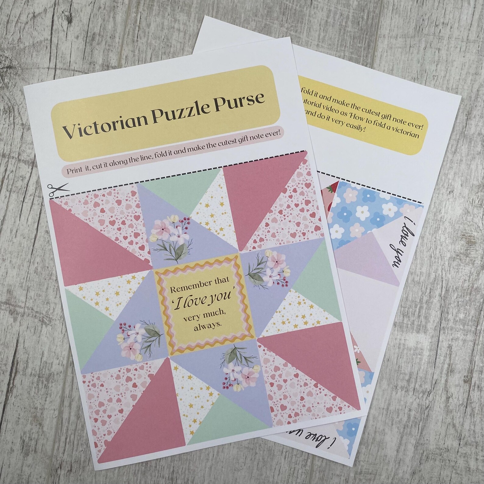 Victorian Puzzle Purse | Printable Gift Note | Digital Download Craft ...