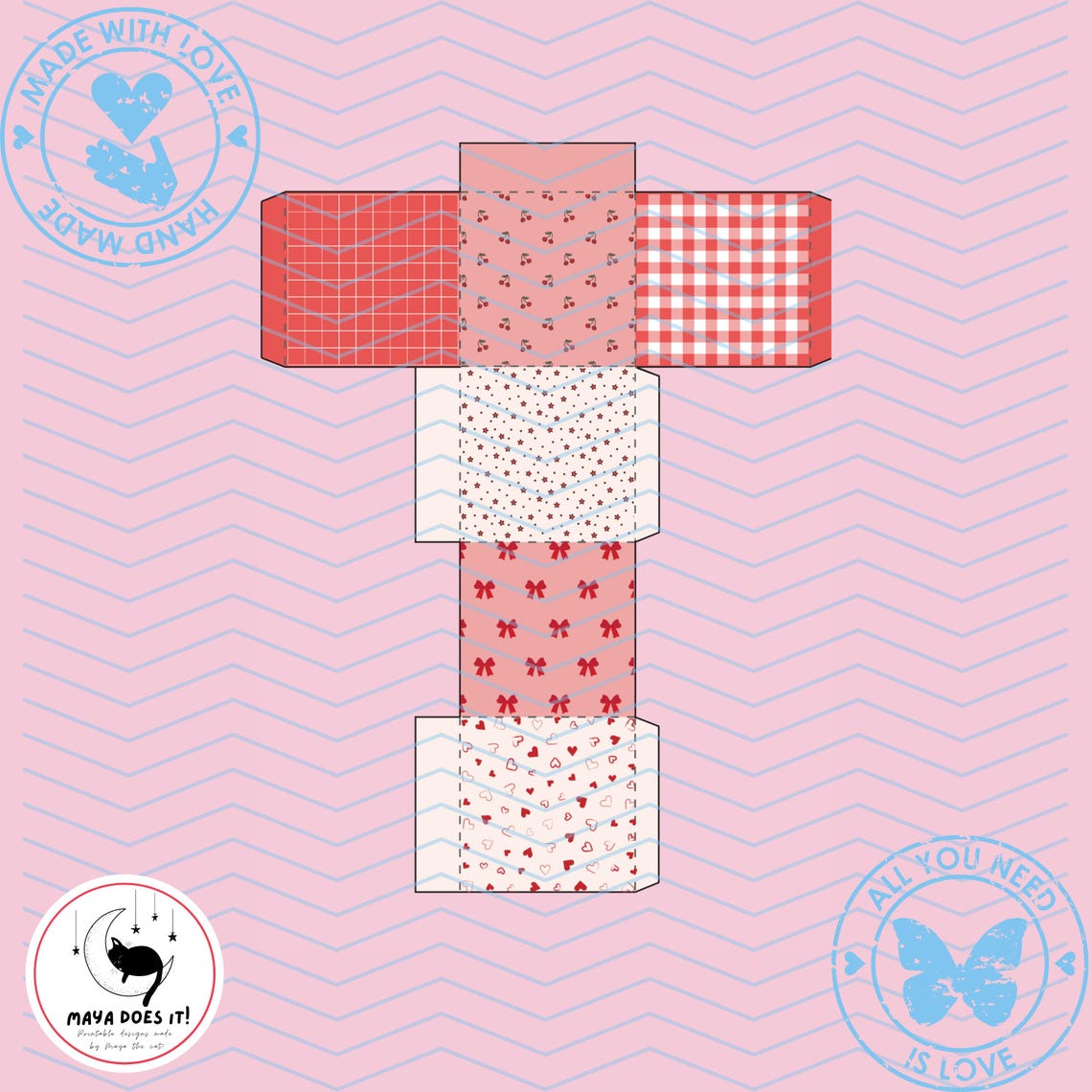 Valentine's Day Printable Box Template | Gift Packaging Template ...