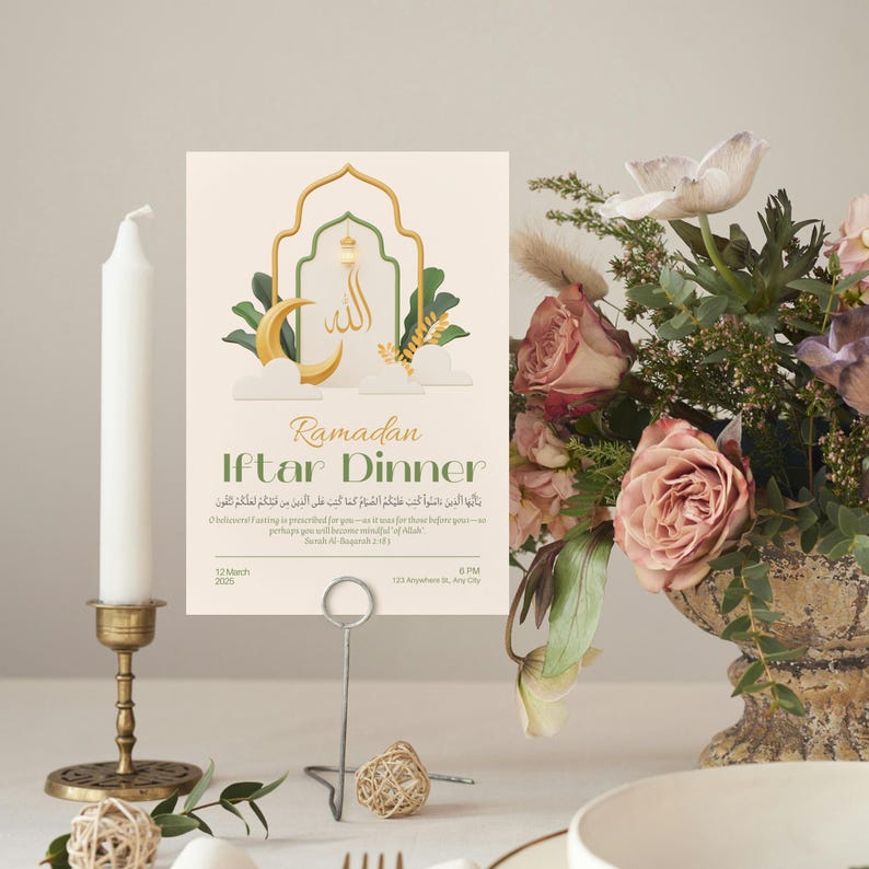 Digital Ramadan Iftar Invitation | Editable Printable Muslim ...