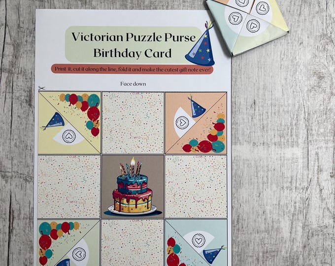 Printable Victorian Puzzle Purse Card – DIY Foldable Greeting Card ...