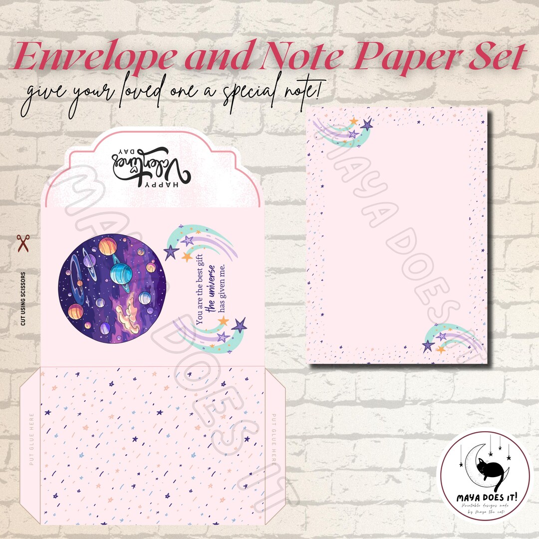 Printable Valentine’s Day Envelope & Note Paper Set | DIY Handwritten ...