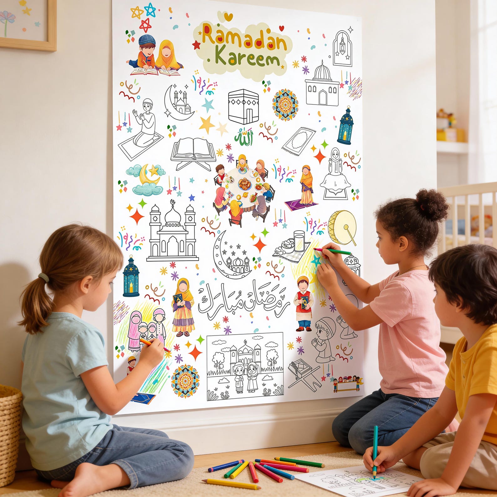 Giant Ramadan Coloring Poster for Kids: 1m Wall Art (printable) - Etsy