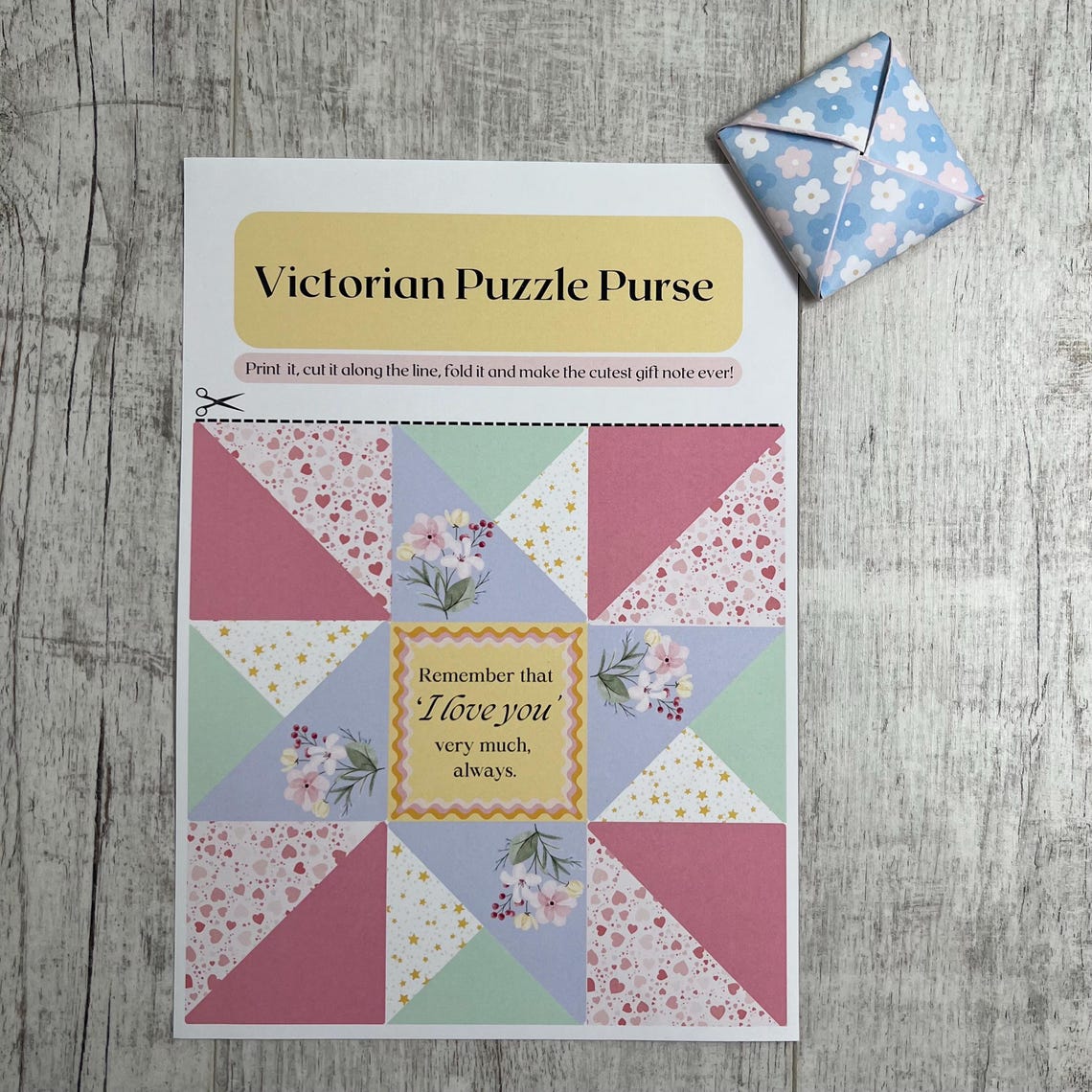 Victorian Puzzle Purse | Printable Gift Note | Digital Download Craft ...