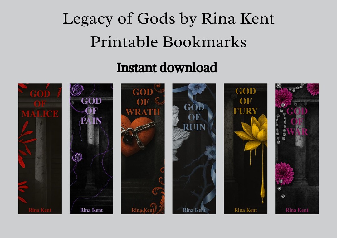 Legacy of Gods by Rina Kent Printable Bookmarks Dark Romance Digital ...