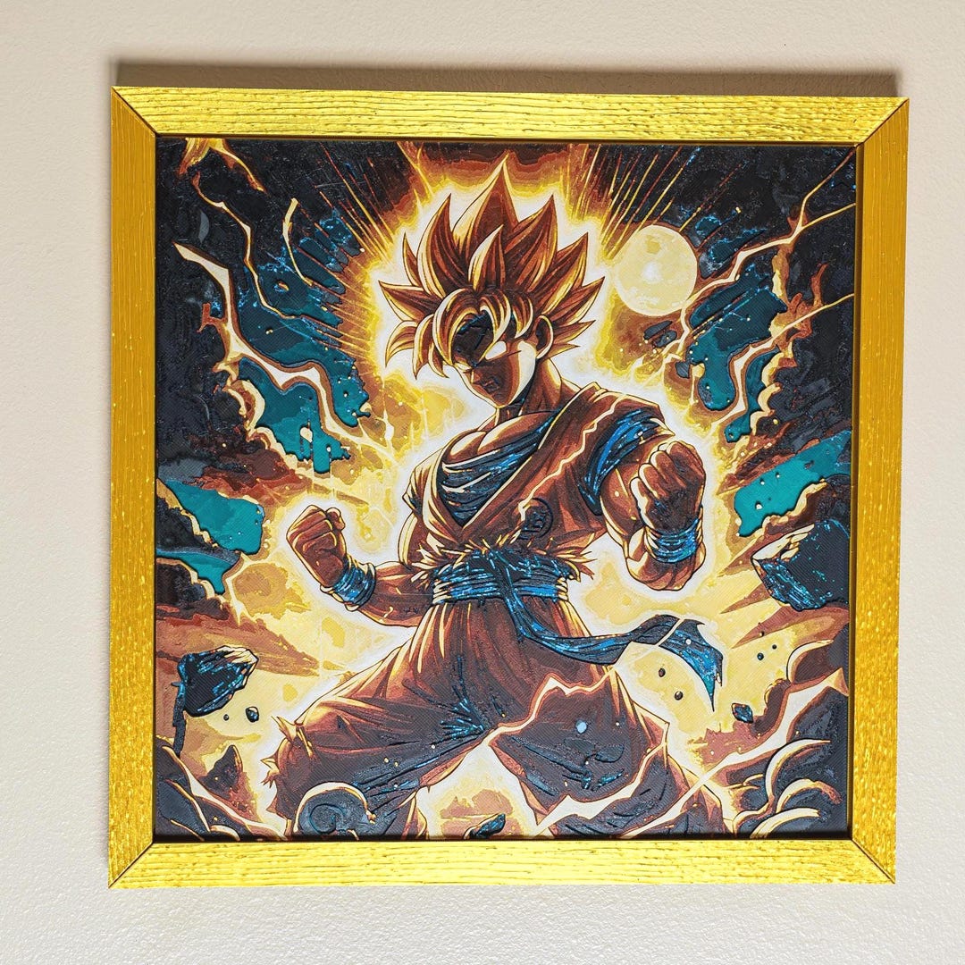 Super Saiyan Goku on Fire - Anime Art | 3d Filament Painting - Etsy