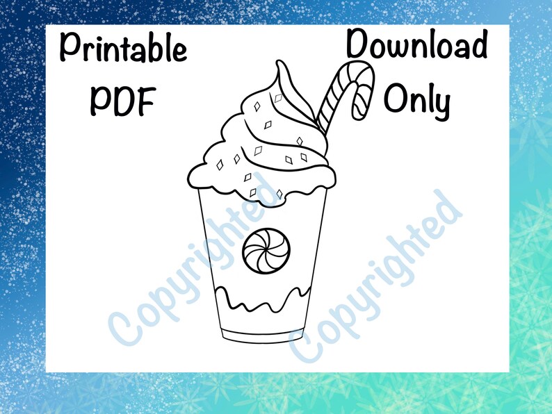 Peppermint Frappuccino or Mocha Coloring Sheet Page, Bold & Easy ...