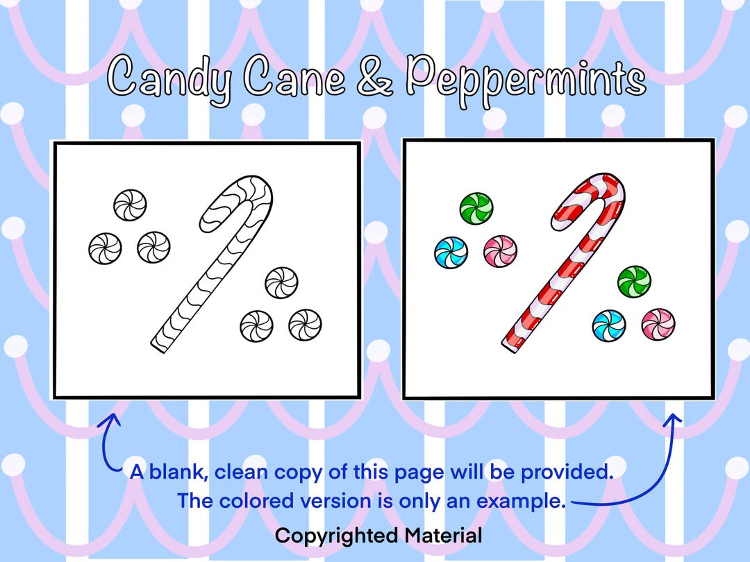 Candy Cane and Peppermints Coloring Page, Bold & Easy Coloring ...