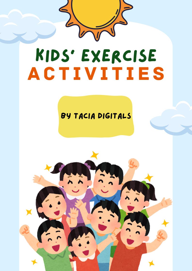 Fun Kids Exercise Activities - Etsy