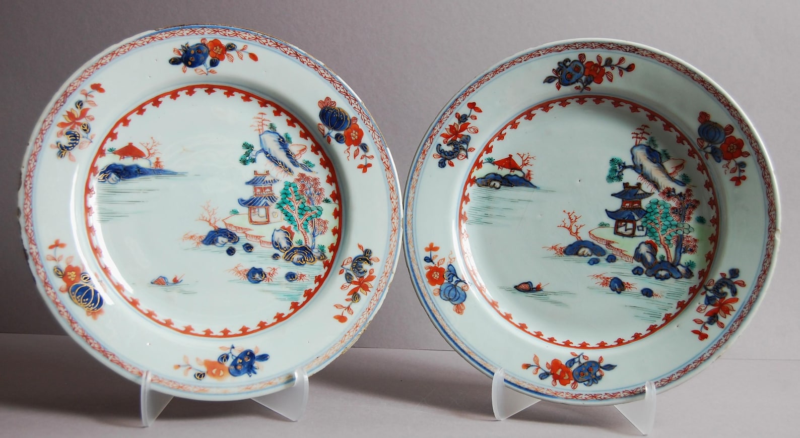 2x Chinese Nanking Polychrome Porcelain Plate From 1750s, Qianlong ...