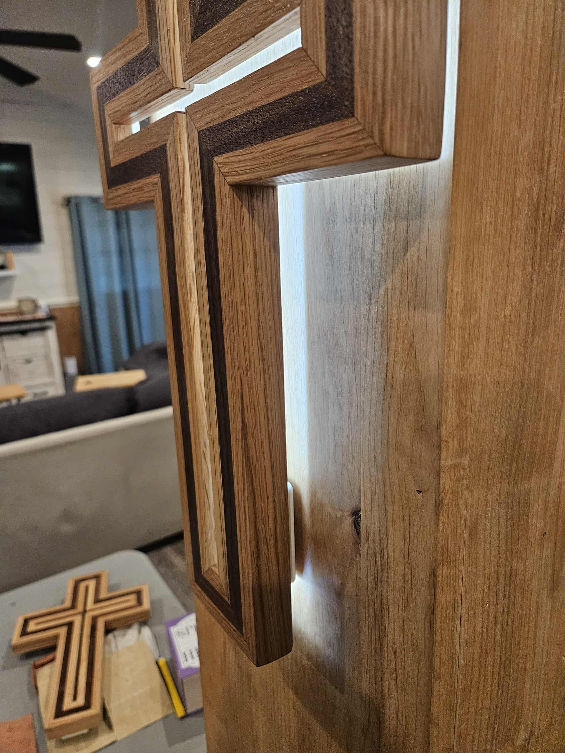 Backlit Layered Hardwood Cross | Rechargeable Lighted Wall Cross ...