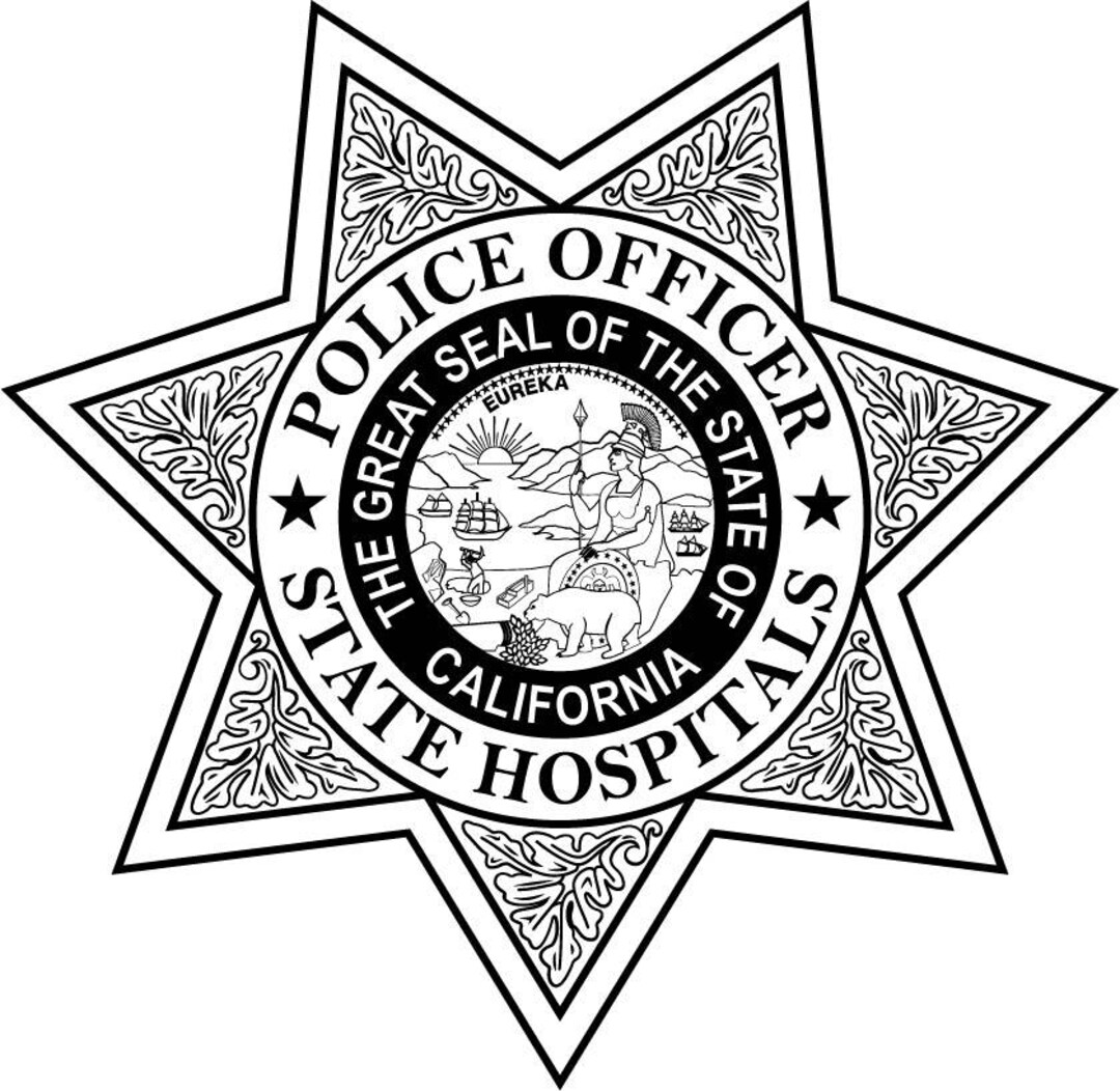 California State Hospitals Police Officer PD, Badge, Vector File, Black ...