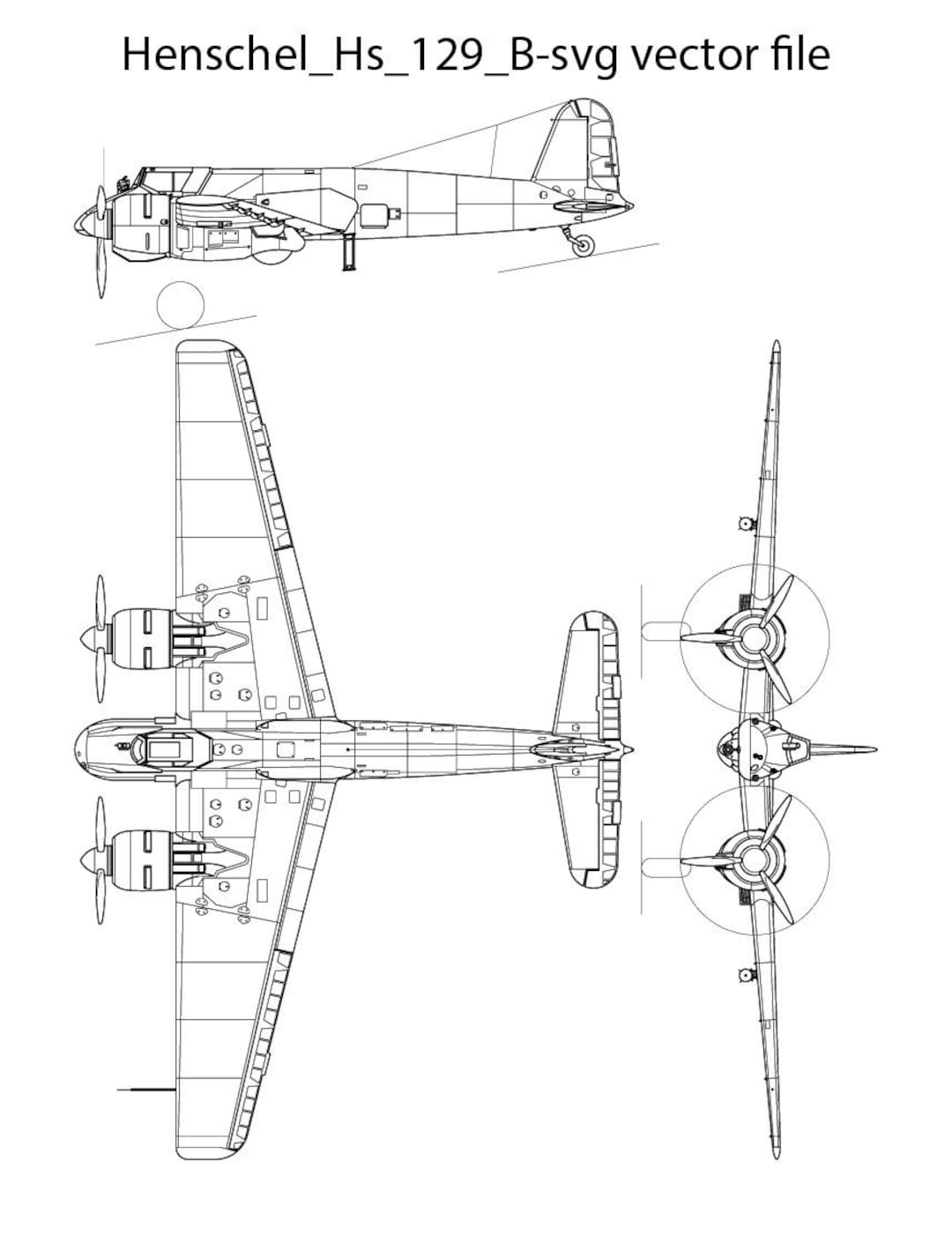 Henschel Hs 129 B, Vector File, Outline, Laser Cut File, Engraving ...