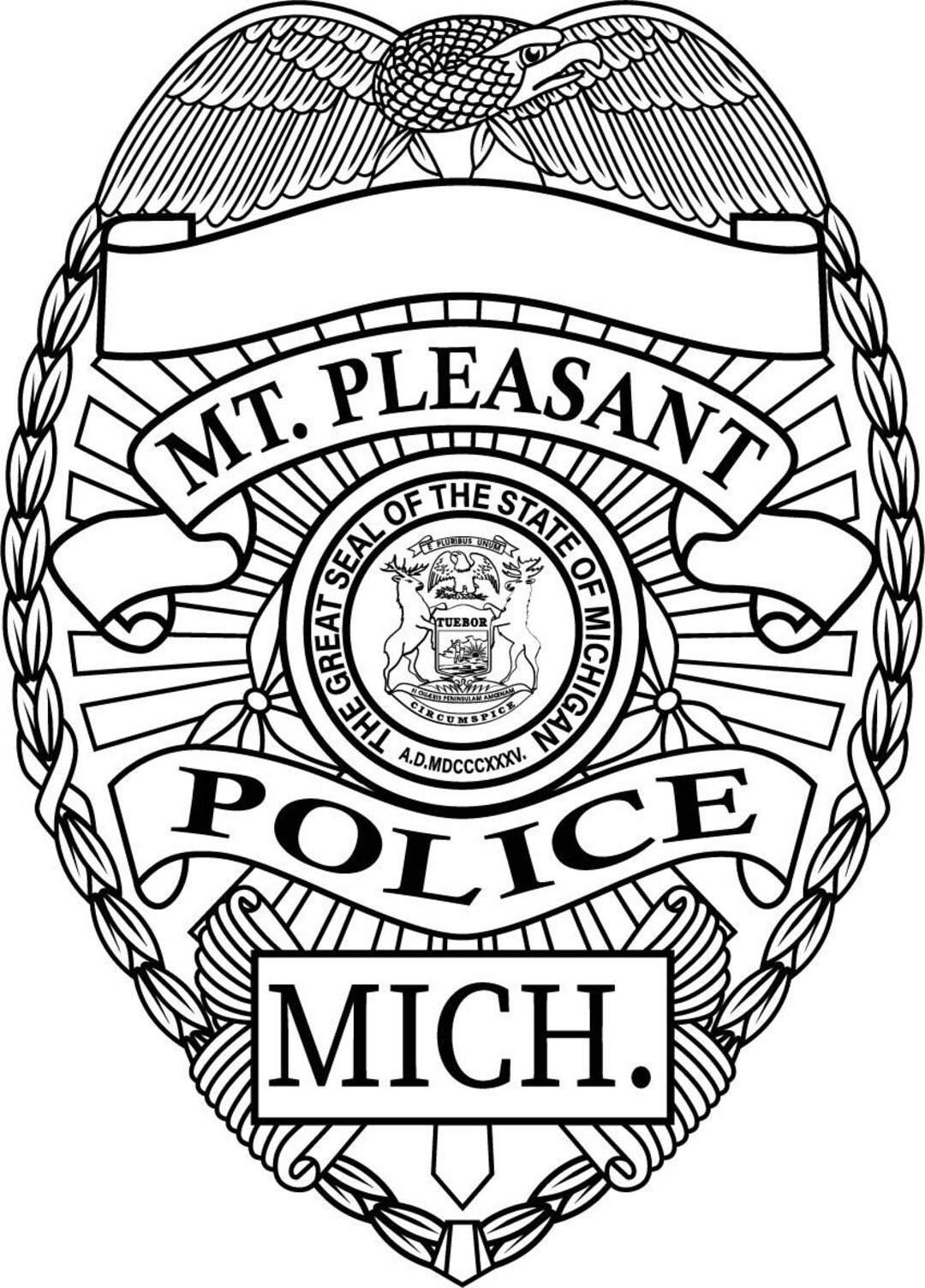 Mt. Pleasant Police Badge Vector File, Pleasant PD Badges Michigan ...