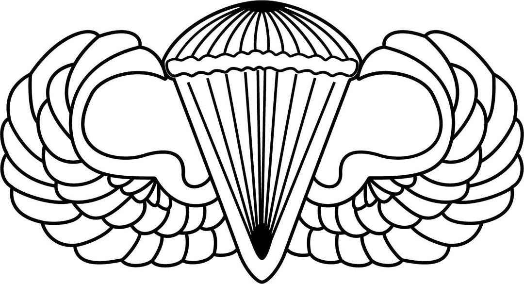 US Army Basic Parachutist Badge Vector Laser Cut File (svg, Eps, Dxf ...