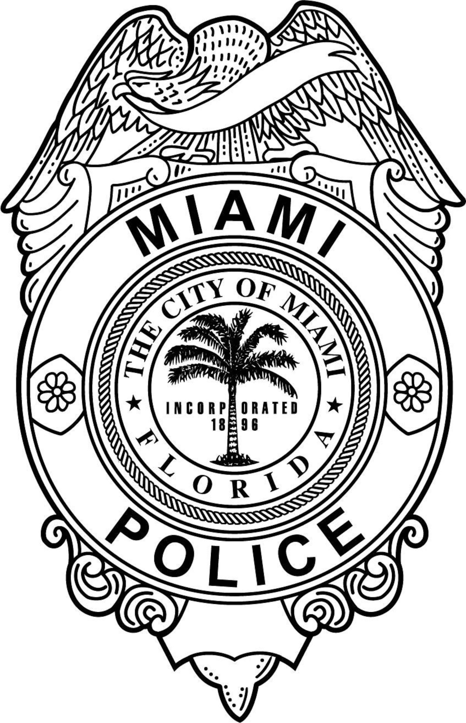 Miami Police Badge Vector File: Laser Cut/engraving, Cricut Ready - Etsy